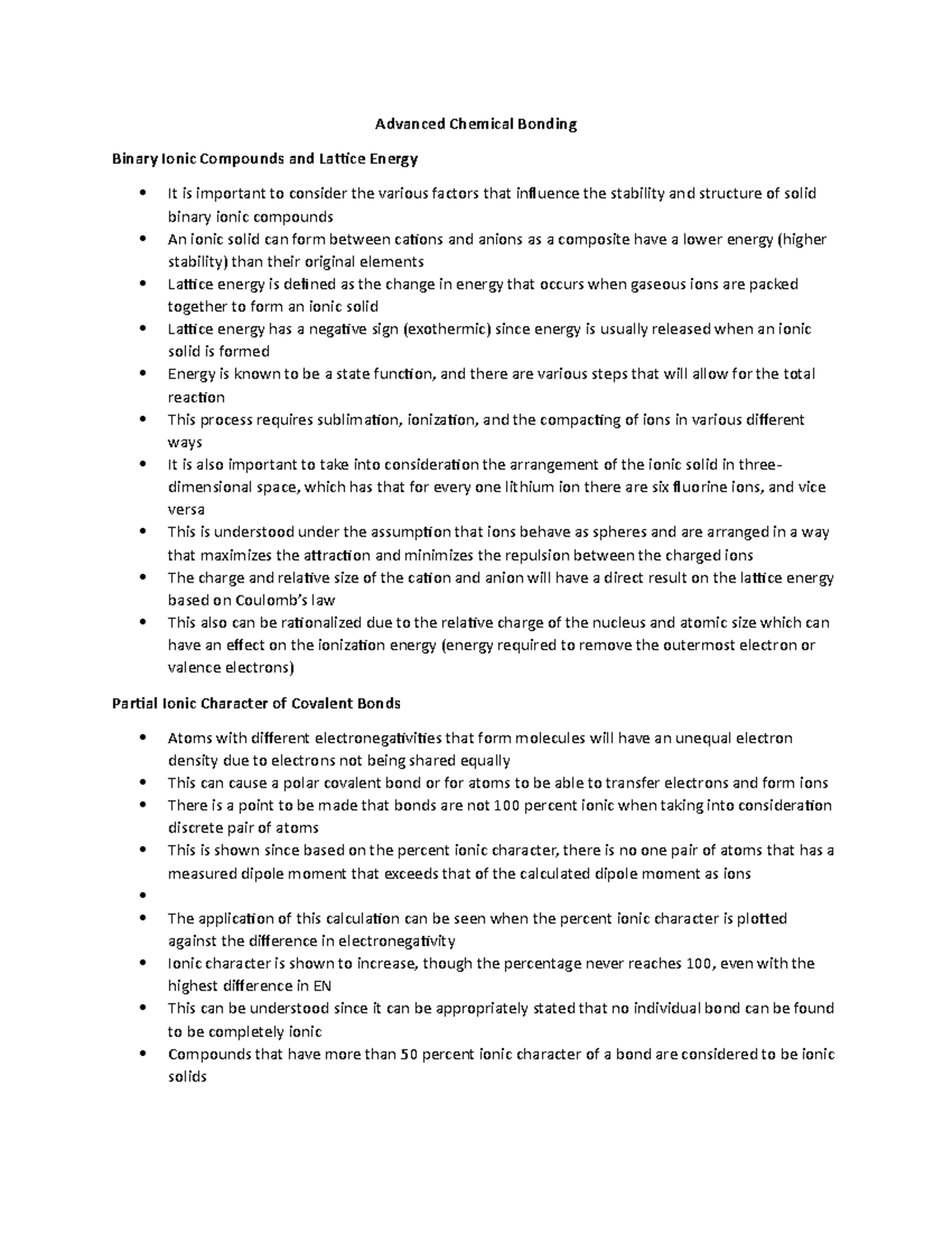Chemical Bonding - Notes BVT1 - Advanced Chemical Bonding Binary Ionic ...