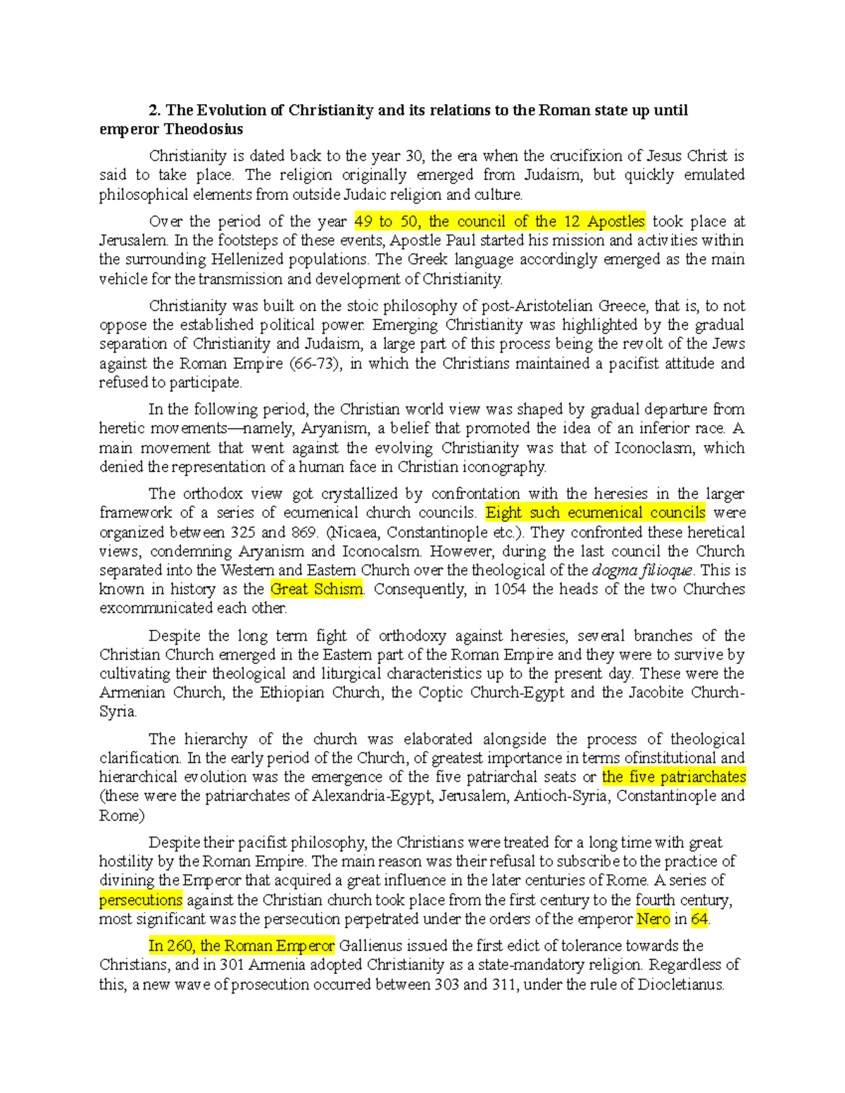 Exam 2018, questions and answers - 2. The Evolution of Christianity and ...