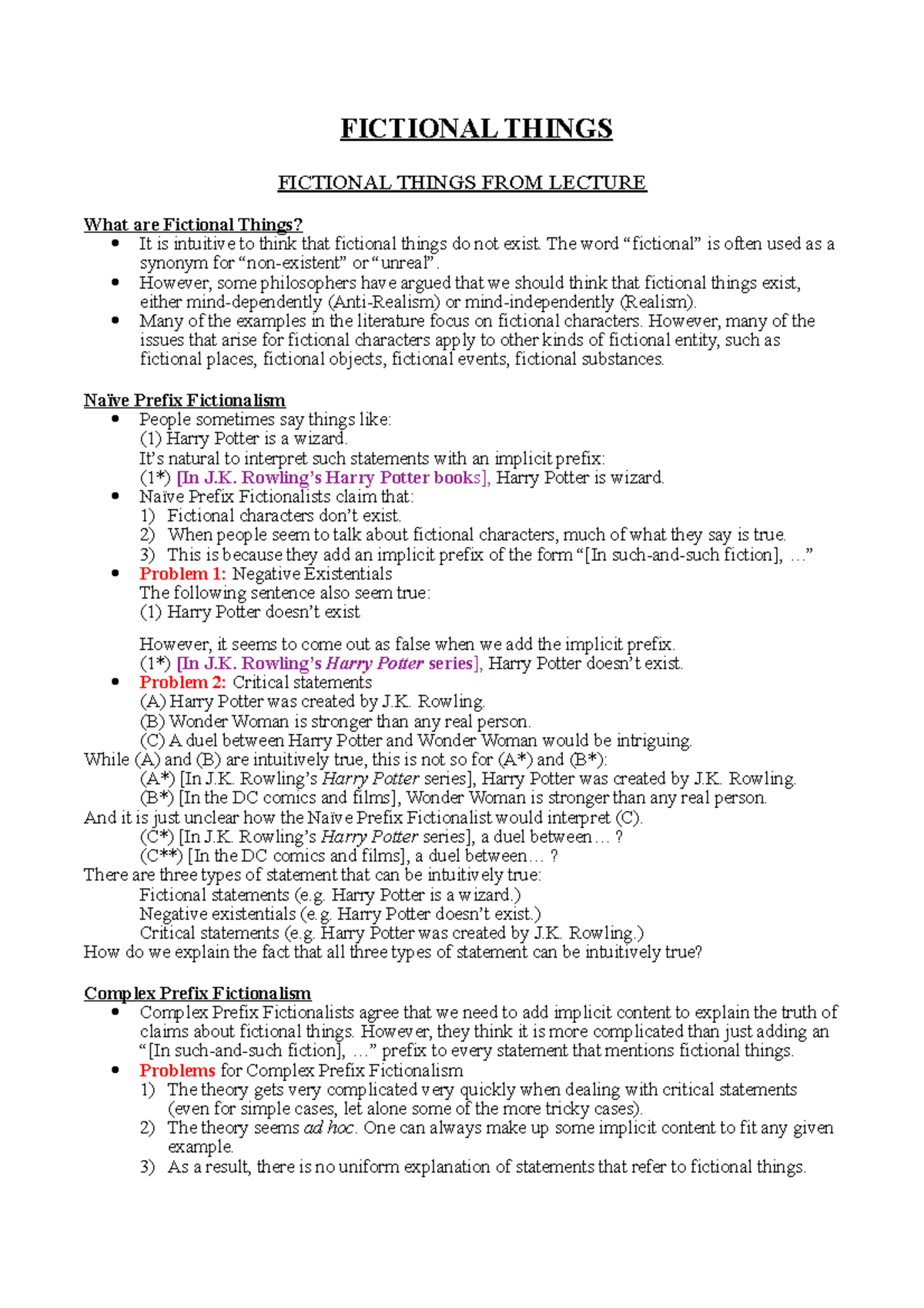 Fictional Things The Word fictional Is Often Used As A Synonym For