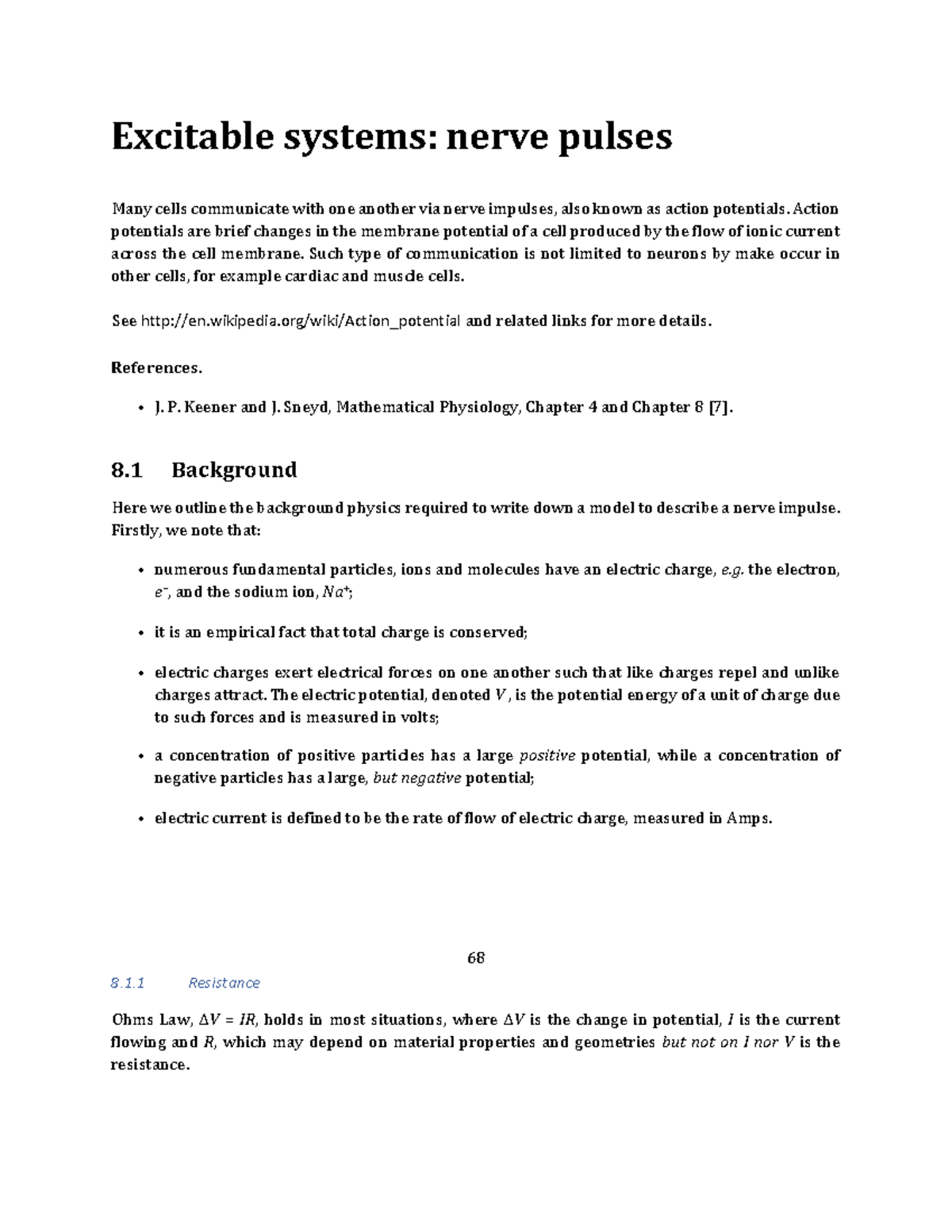 Excitable systems-nerve pulses - Excitable systems: nerve pulses Many ...