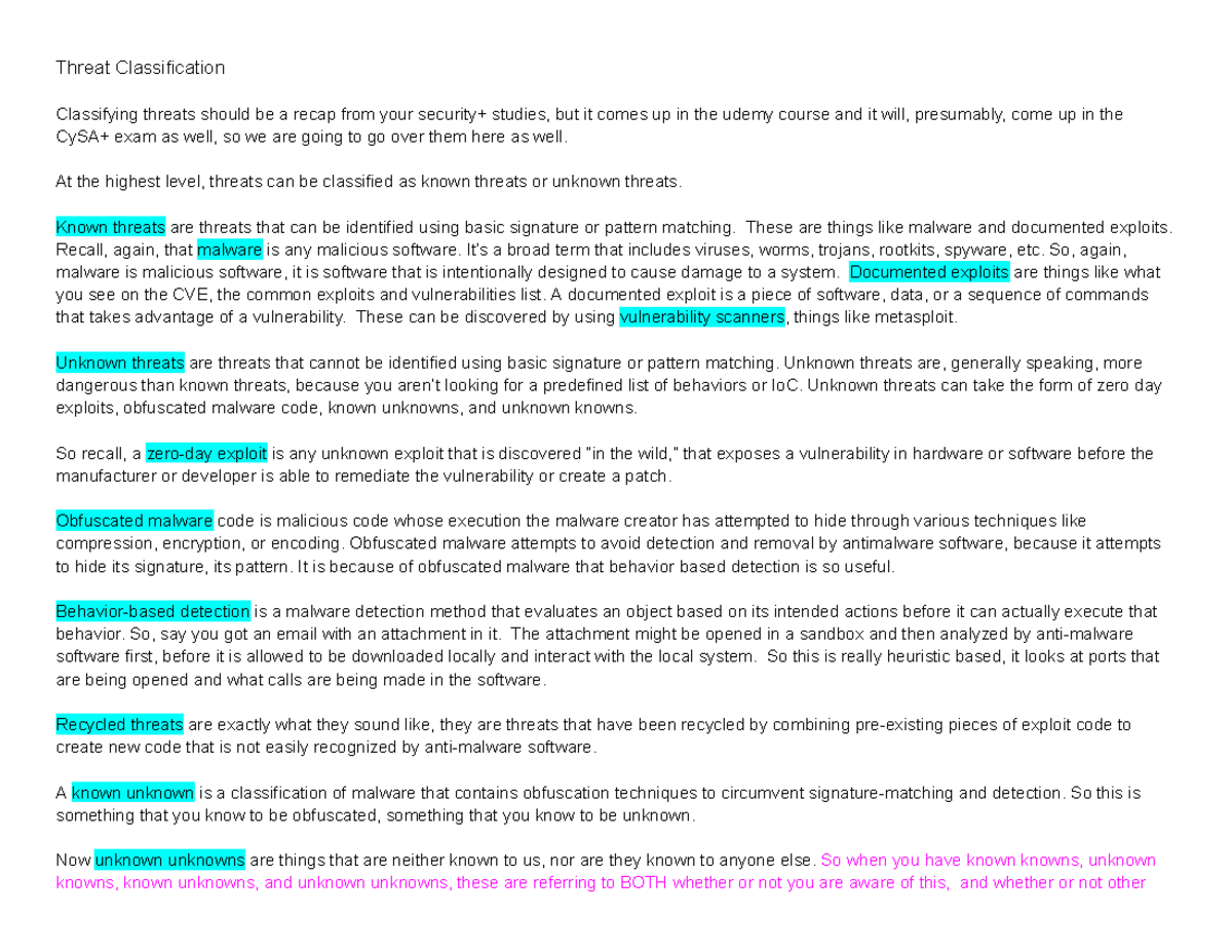 Threat Classification - Threat Classification Classifying threats ...
