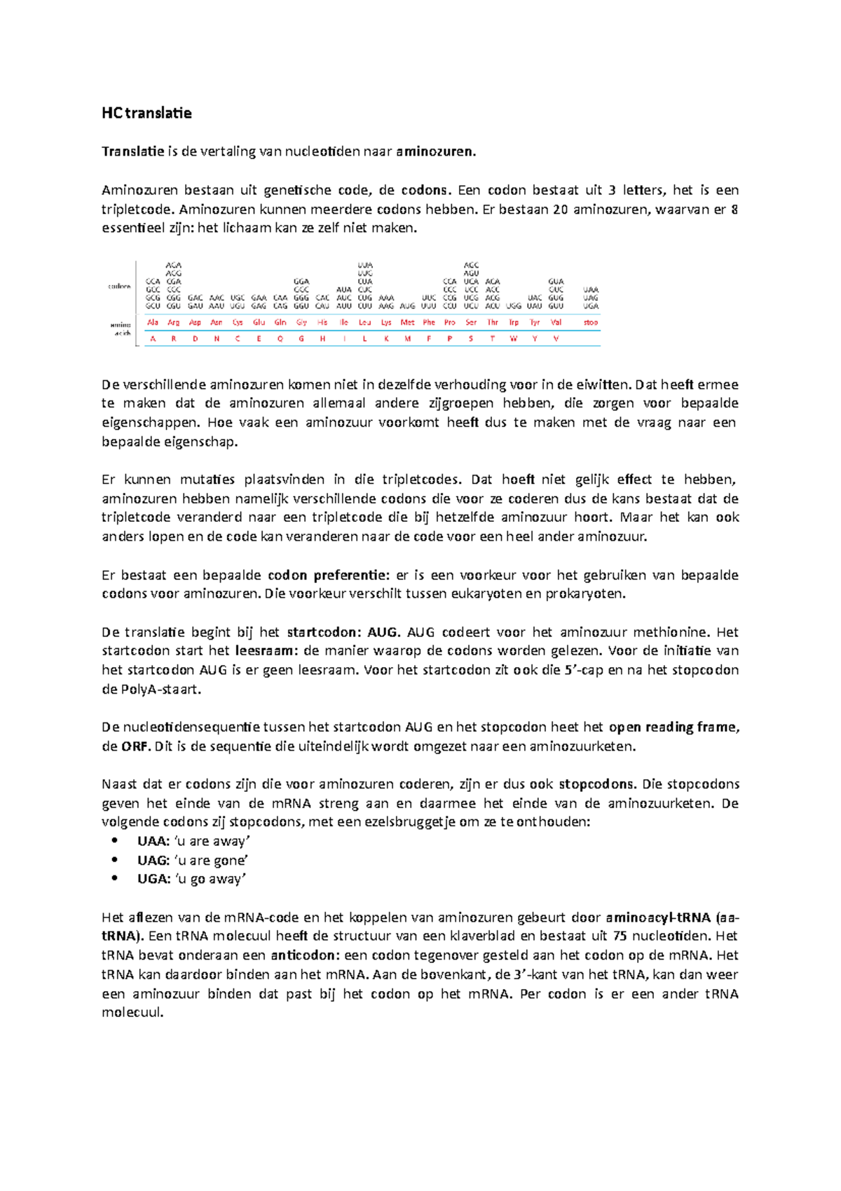 HC translatie - HC translatie Translatie is de vertaling van ...