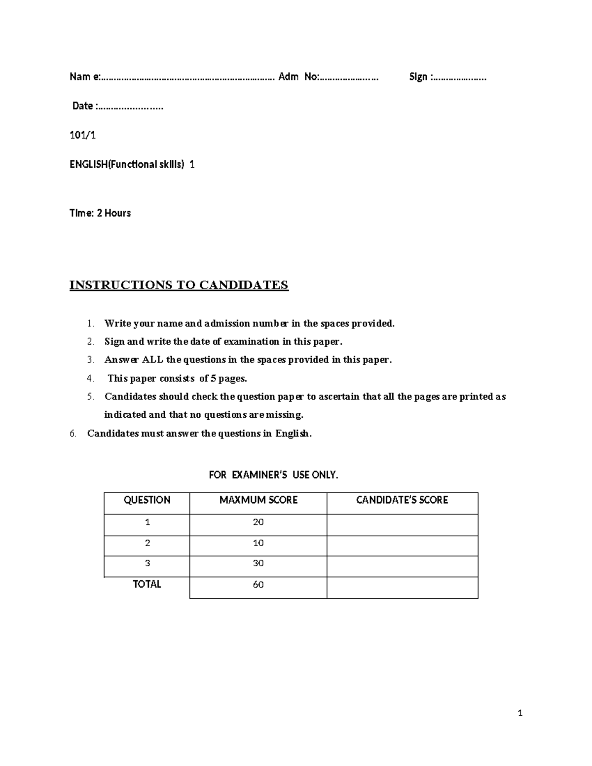 F3 ENG PP1 QUES - Biology firm three end of year questions - Nam - Studocu
