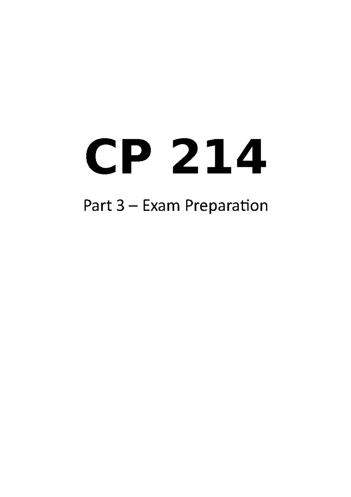 Study Practice Material - CP 214 Part 3 – Exam Preparation Content ...