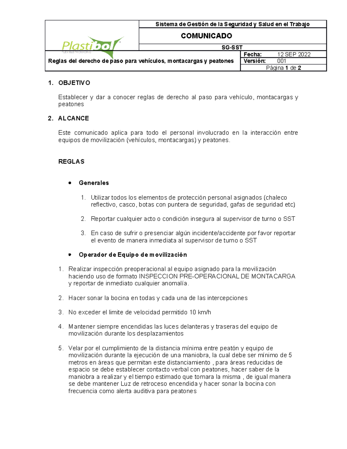 Cominicado - comunicado - Sistema de Gestión de la Seguridad y Salud en ...