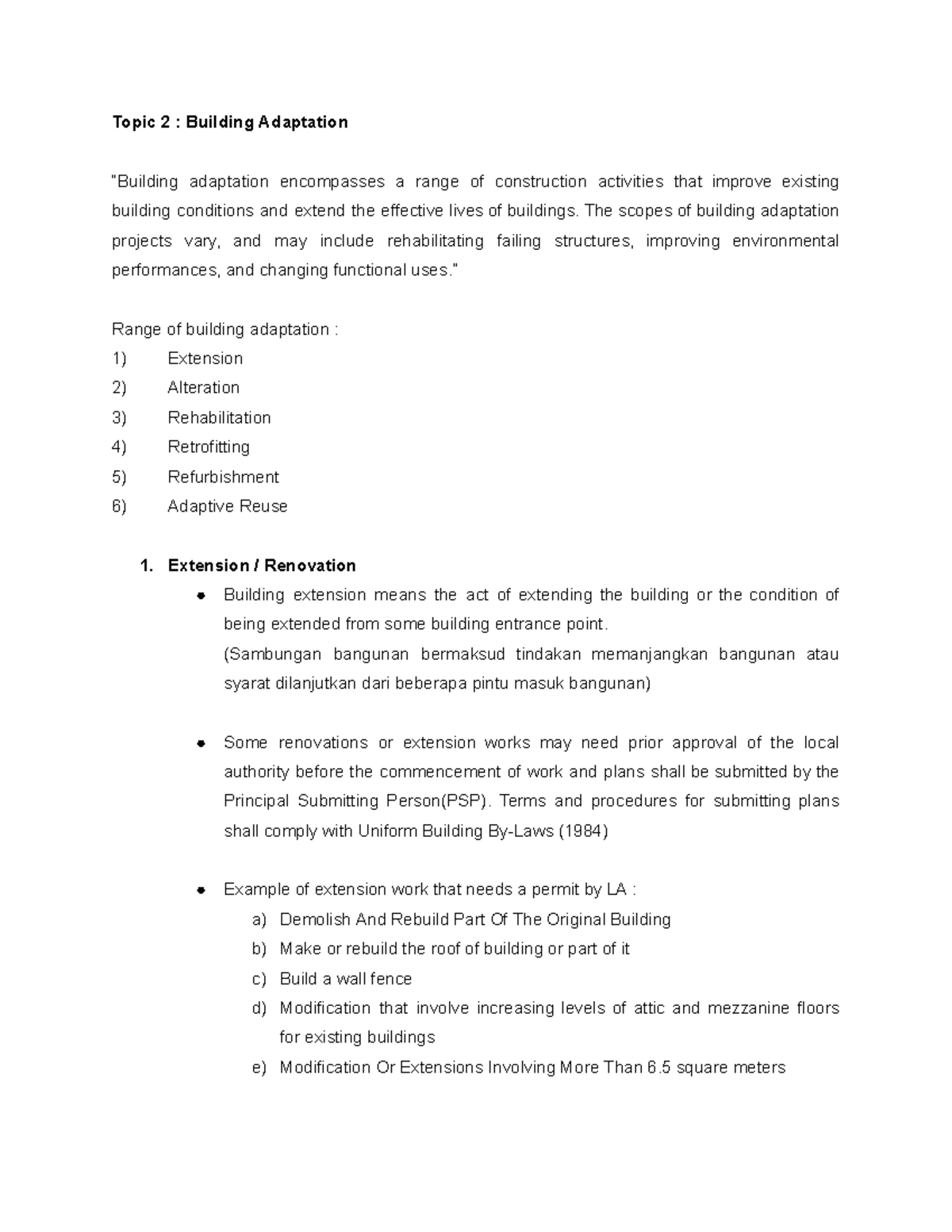 Topic 2 Building Adaptation - Topic 2 : Building Adaptation “Building ...