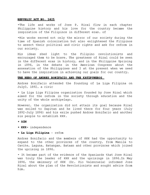 GEC 9 Reviewer Life and works of rizal - ME GEC 9 Pointers to review poems Jose Rizal wrote as ...