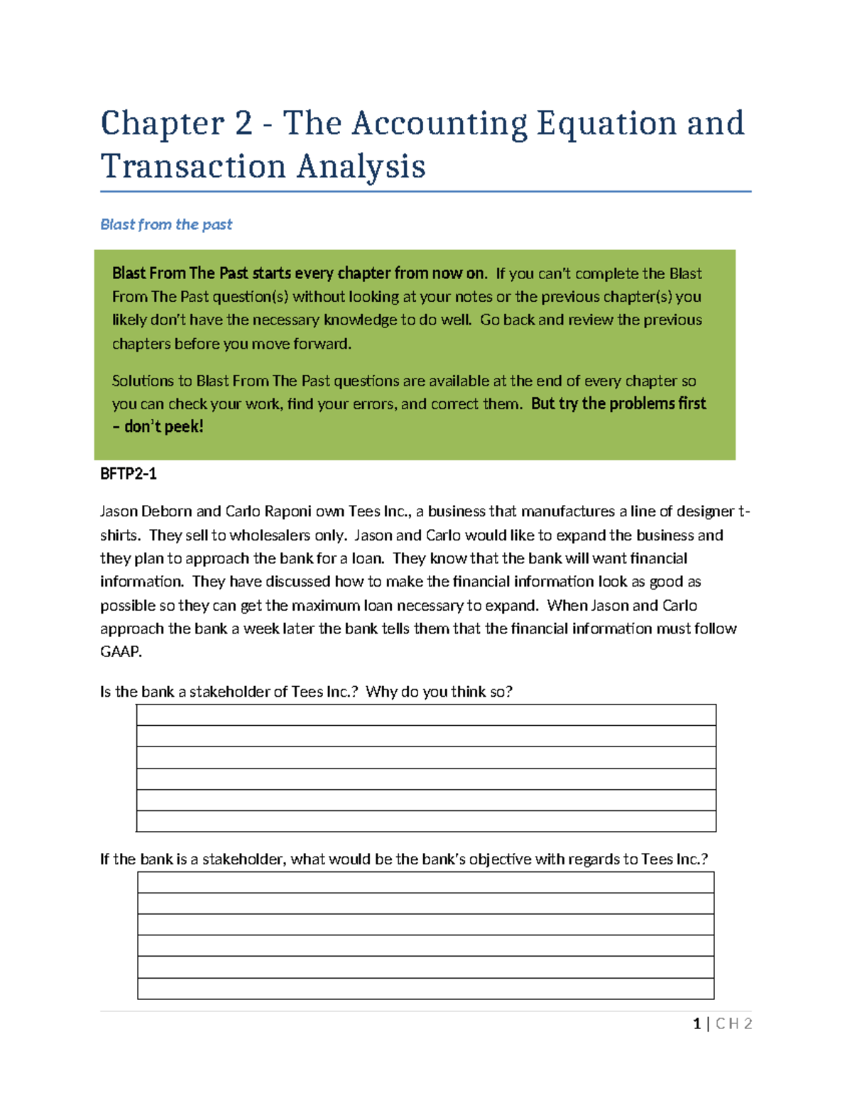 Chapter 2 - The Accounting Equation and Transaction Analysis - Student ...