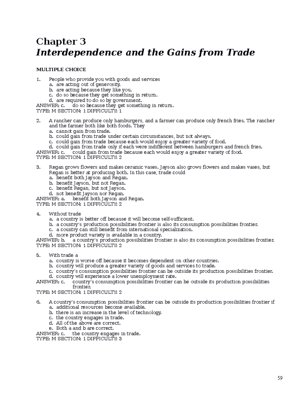 Chapter 03 - Practice - Chapter 3 Interdependence and the Gains from ...