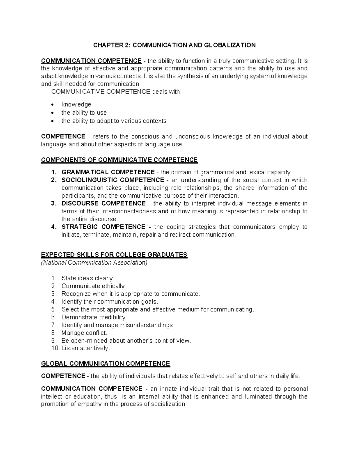 Pur Comm Handout 2 Chapter 2 Pdf Chapter 2 Communication And Globalization Communication