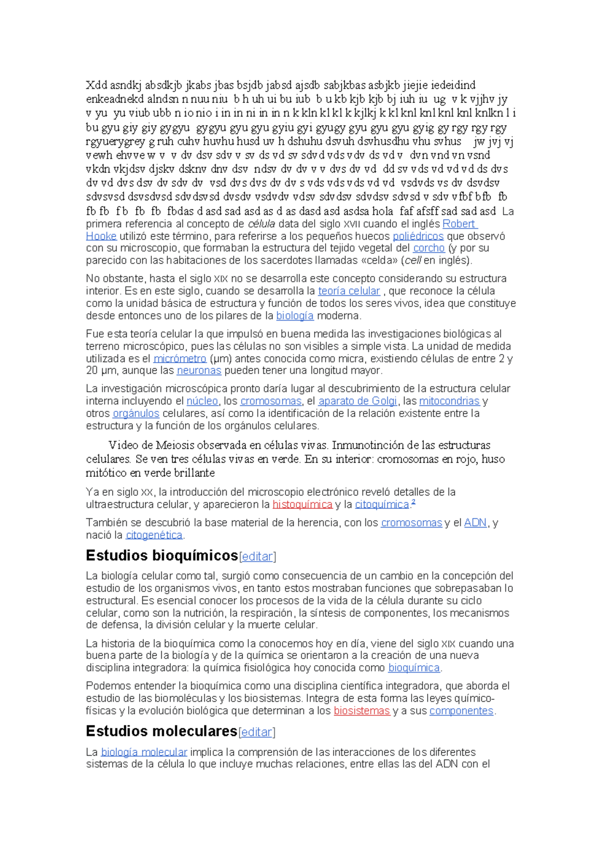 Biologia celular - hfcgfvbhjbhg - Xdd asndkj absdkjb jkabs jbas bsjdb ...