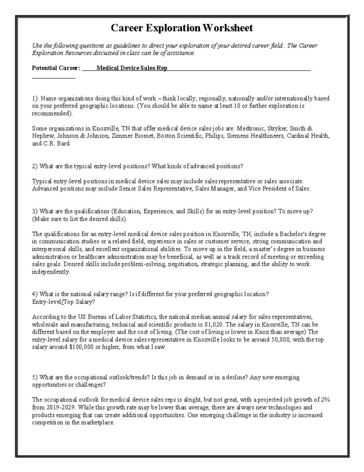 Career Exploration Worksheet - . The Career Exploration Resources ...