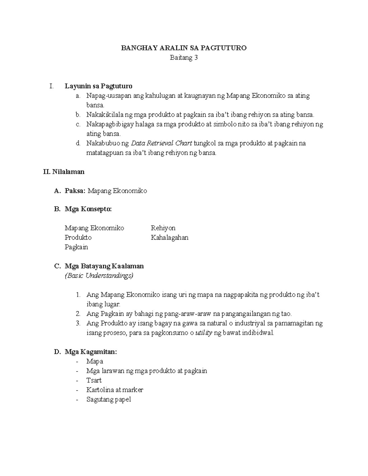 ELEM225.N1Ar - Banghay Aralin 1 - Bozar - BANGHAY ARALIN SA PAGTUTURO ...
