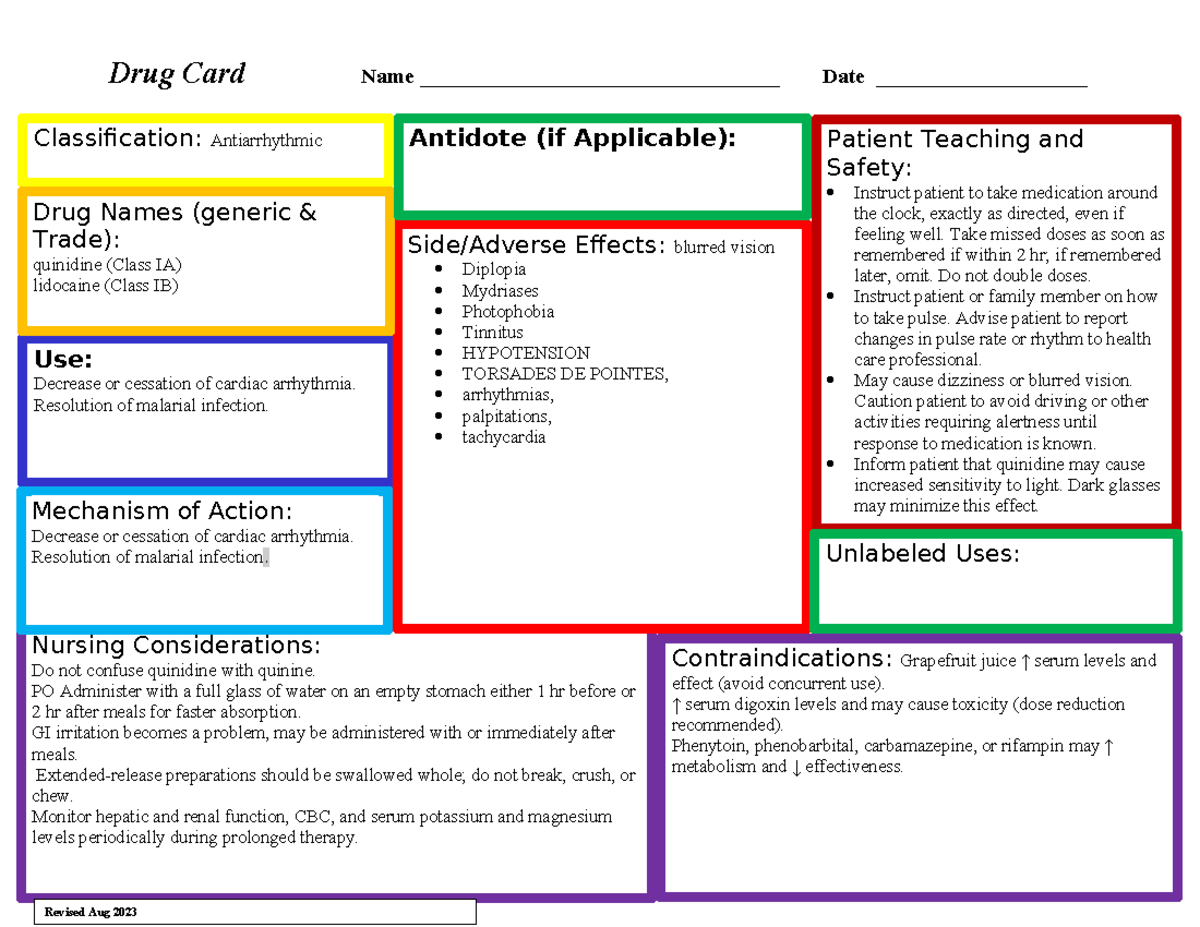 Antiarrhythmic - drug card - Drug Card Name ...