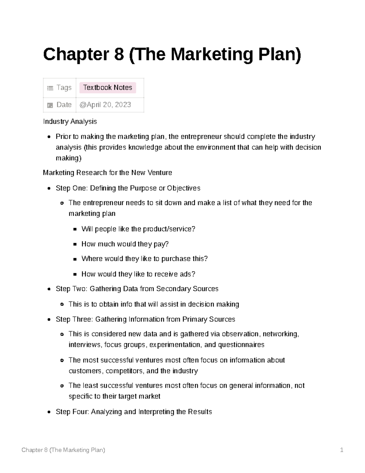The Marketing Plan - Studocu