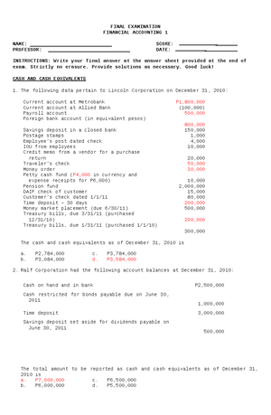 PPE test bank for accounting students - Theory of Account Francisco A ...