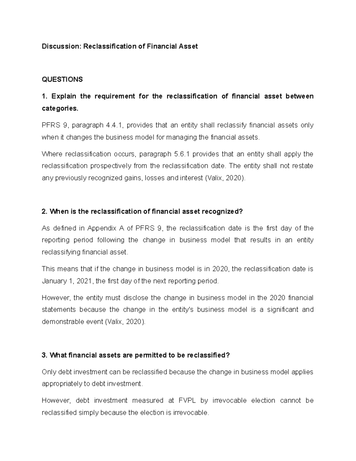 Reclassification - academic - Discussion: Reclassification of Financial ...