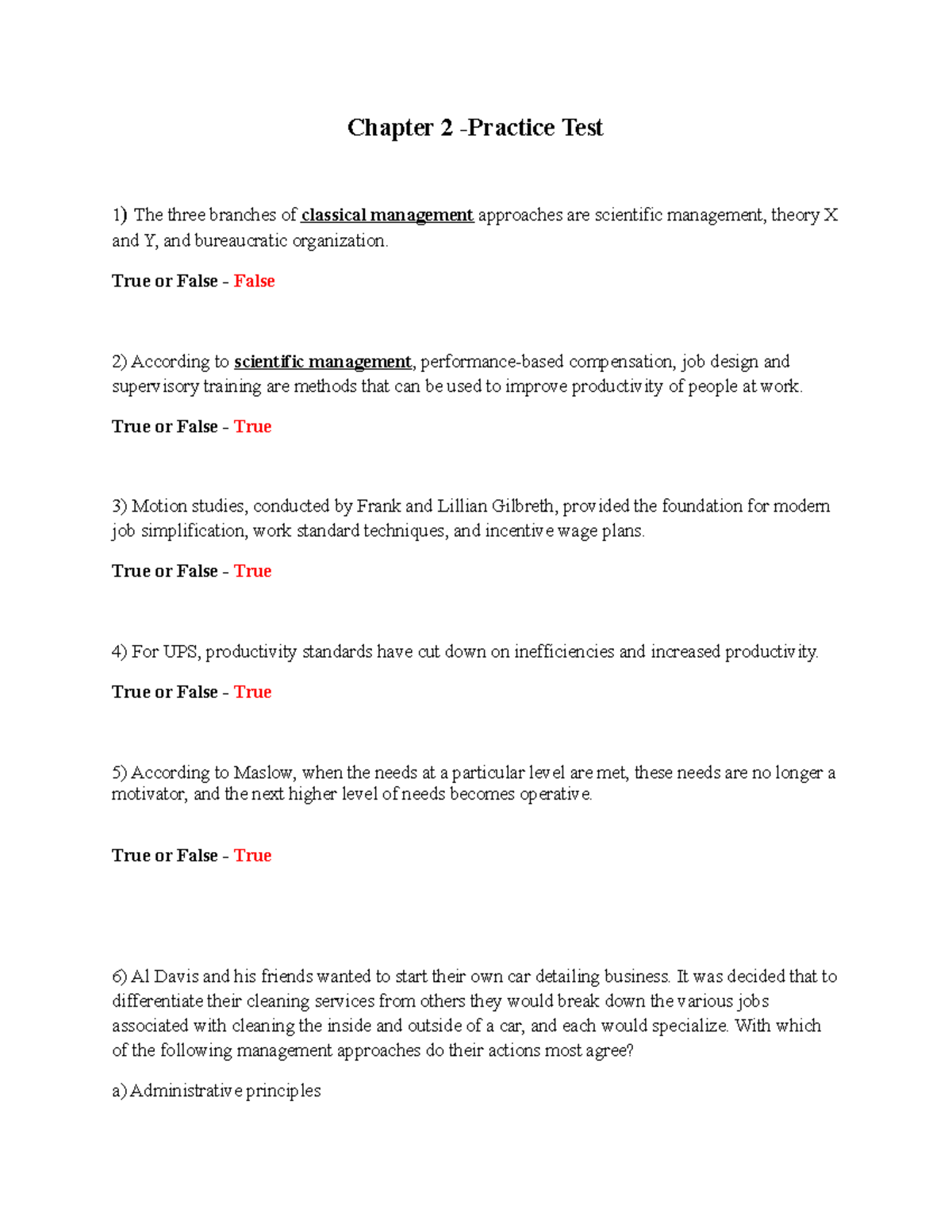 BOH Chapter 2 - Practice TEST - with ALL answers - Chapter 2 -Practice ...