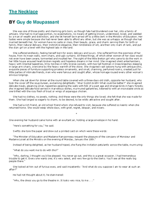 The diamond necklace - short story - The Necklace BY Guy de Maupassant ...