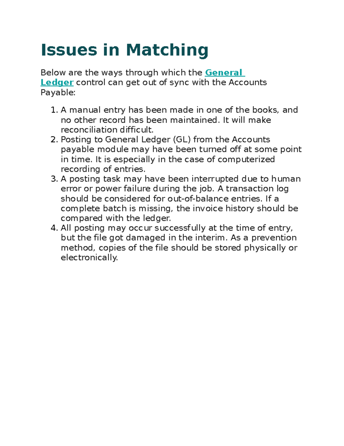 Issues in Matching - Please read - Issues in Matching Below are the ...