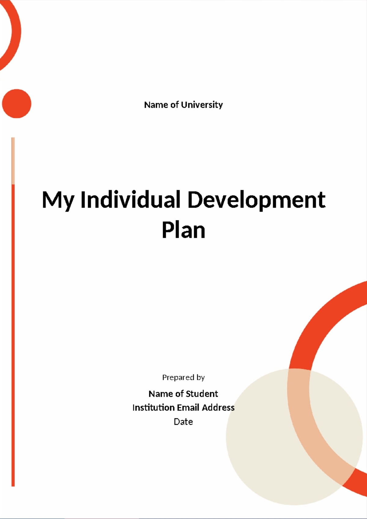 My Individual Development Plan - Name of University My Individual ...