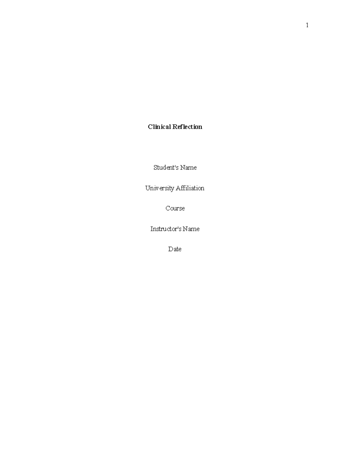 Clinical Reflection - Analysis Question - Clinical Reflection Student's ...