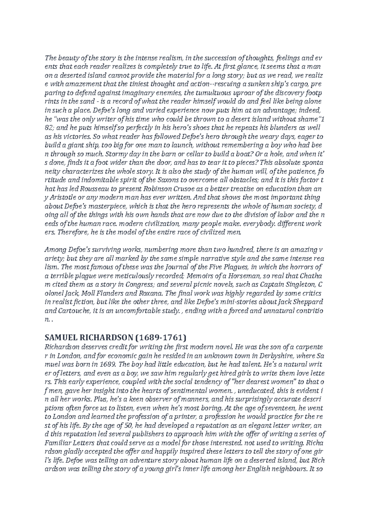 English Literature 27 - The beauty of the story is the intense realism ...