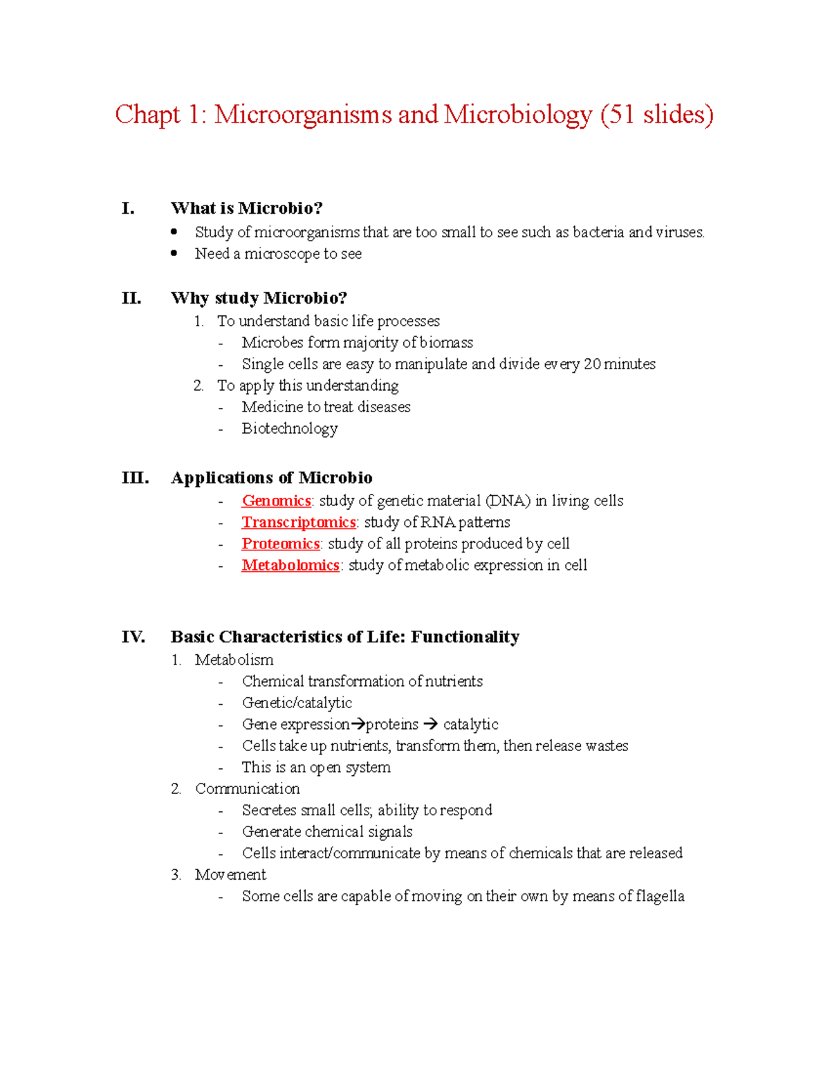 Chapt 1 notes - Chapt 1: Microorganisms and Microbiology (51 slides) I ...