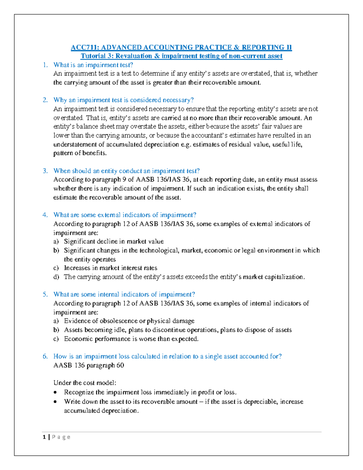 ACC711 Tutorial 3 Solution - ACC711: ADVANCED ACCOUNTING PRACTICE ...