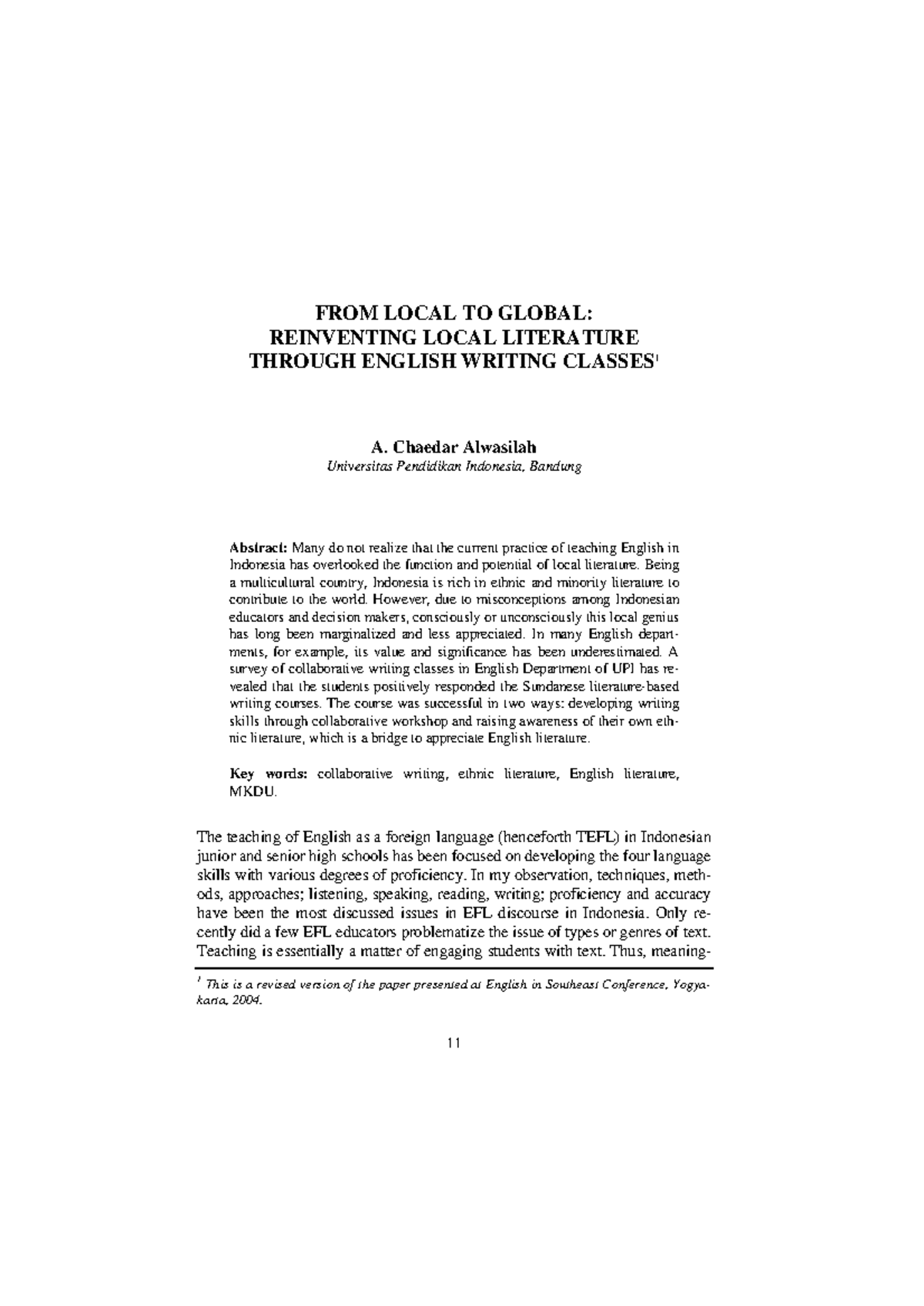 FROM Local TO Global- Reinventing Local Literature Through English ...