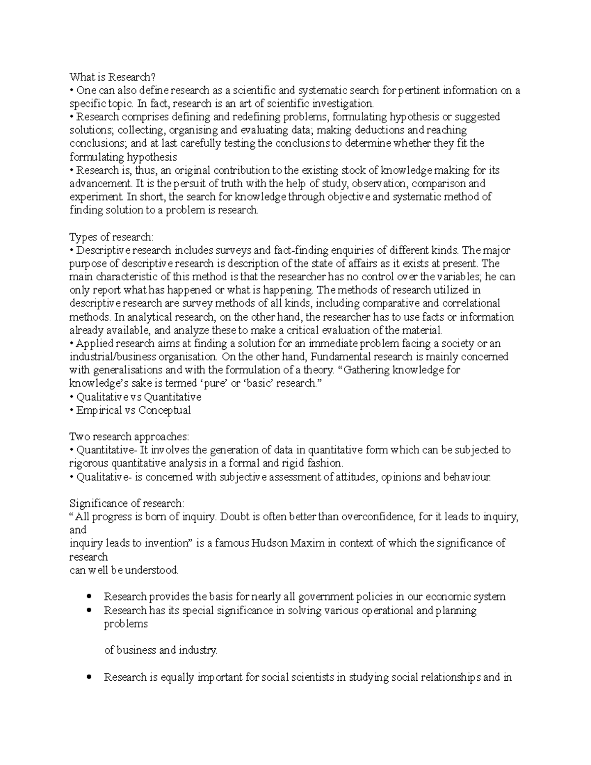 Chapter 1 -3: Introduction to Research - What is Research? One can also ...