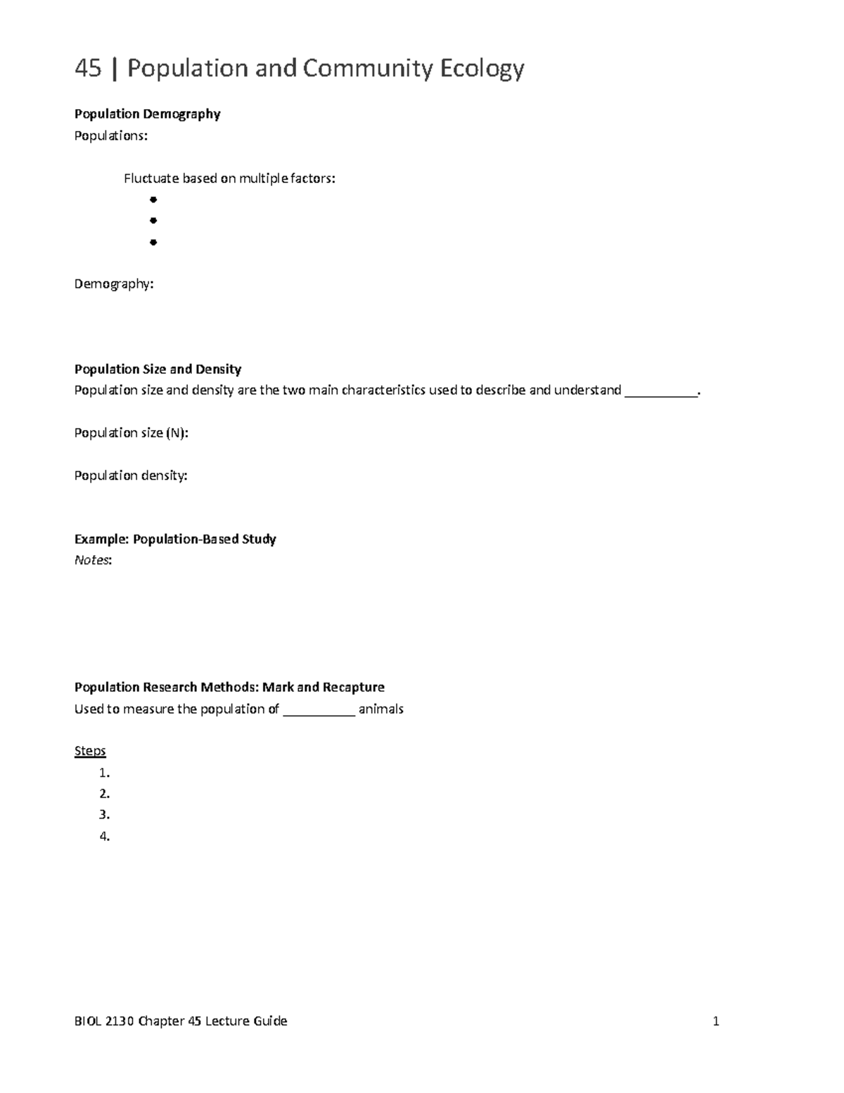 Chapter 45 Lecture Guide - 45 | Population and Community Ecology ...