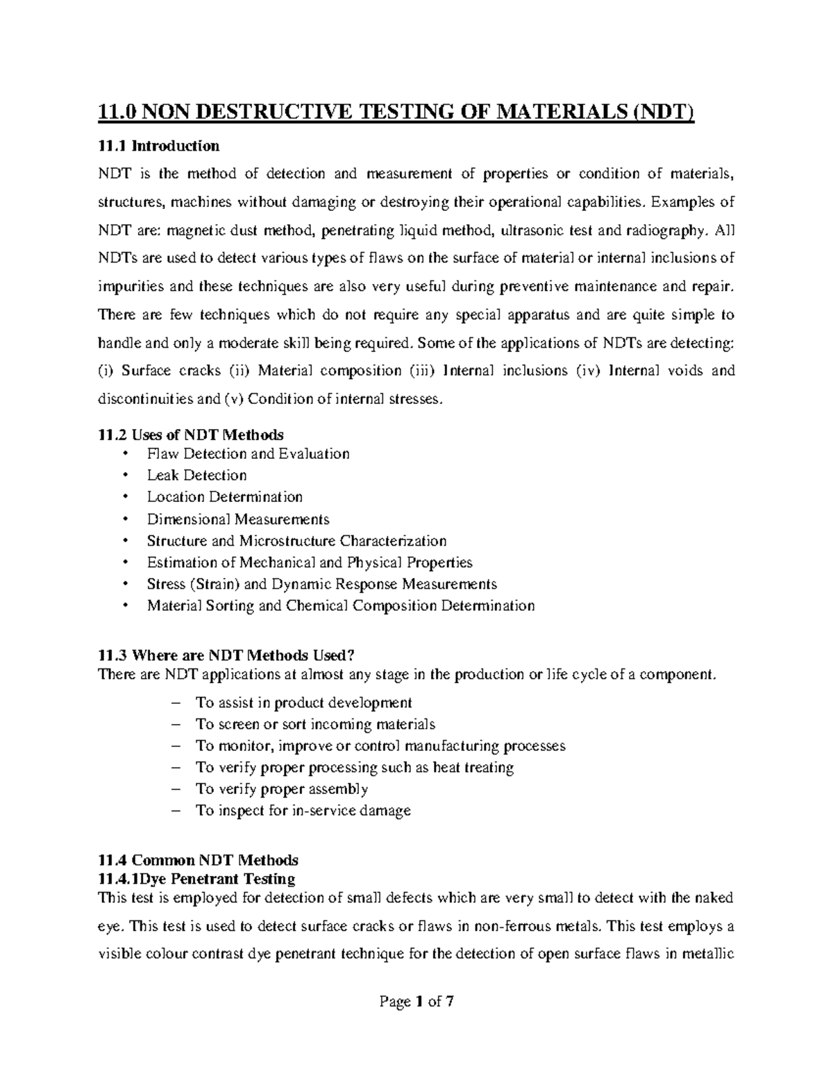 Lesson 11 NDT - 11 NON DESTRUCTIVE TESTING OF MATERIALS (NDT) 11 ...