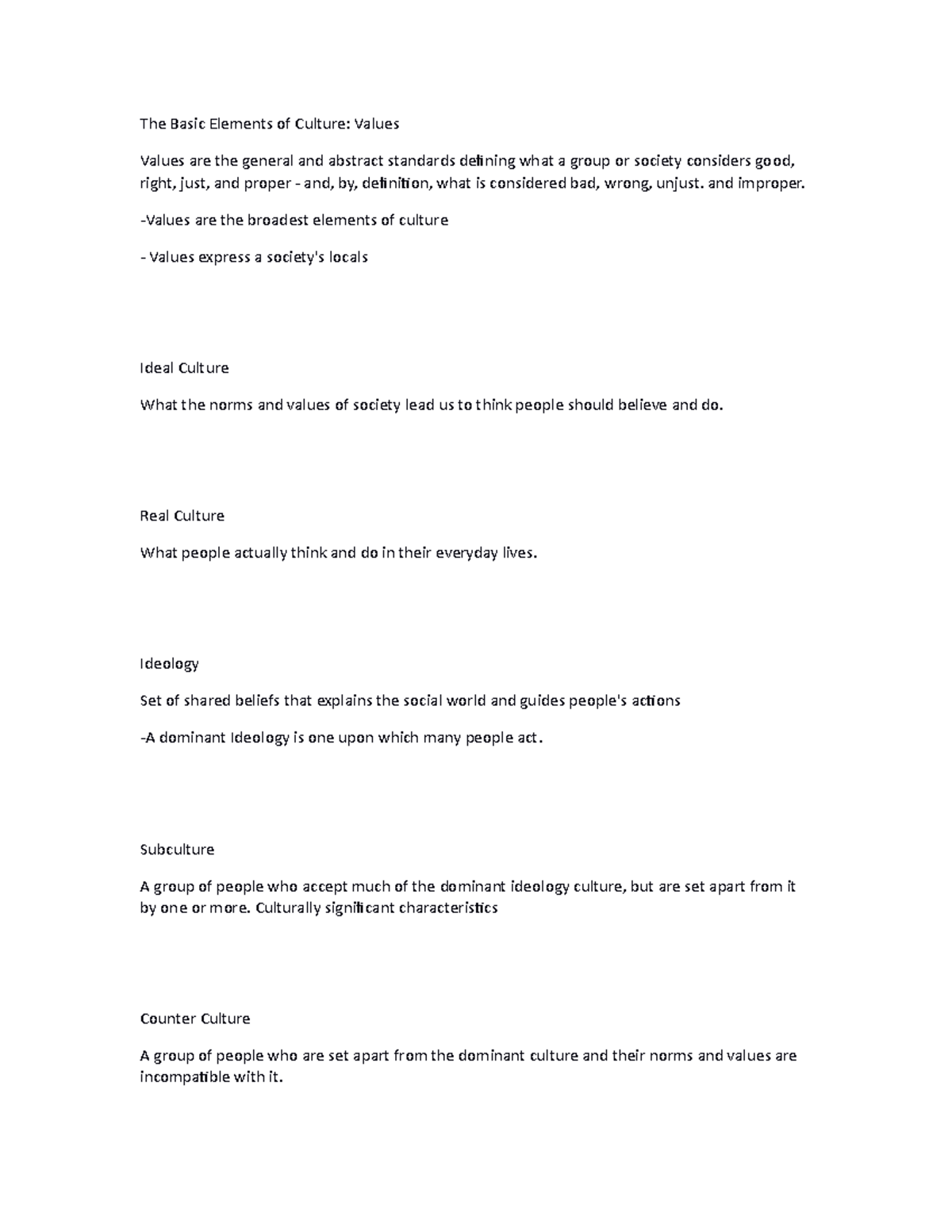 Psociolgy 3 - psociology3 - The Basic Elements of Culture: Values ...