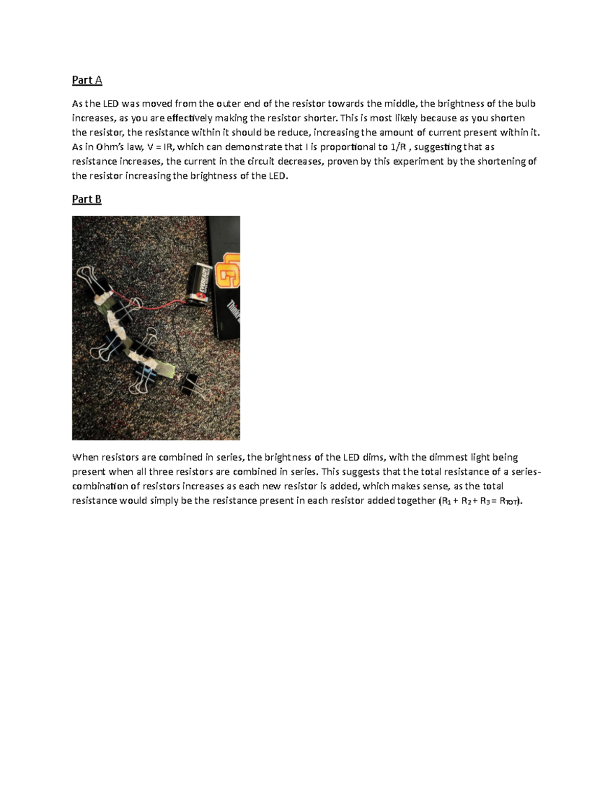 PHYS 1070 Lab 5 - Physics lab - Part A As the LED was moved from the ...