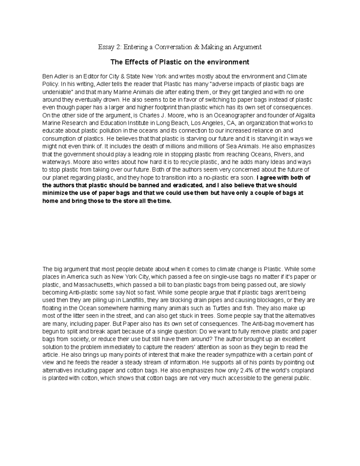 Rough Draft 3 - Essay 2: Entering a Conversation & Making an Argument ...