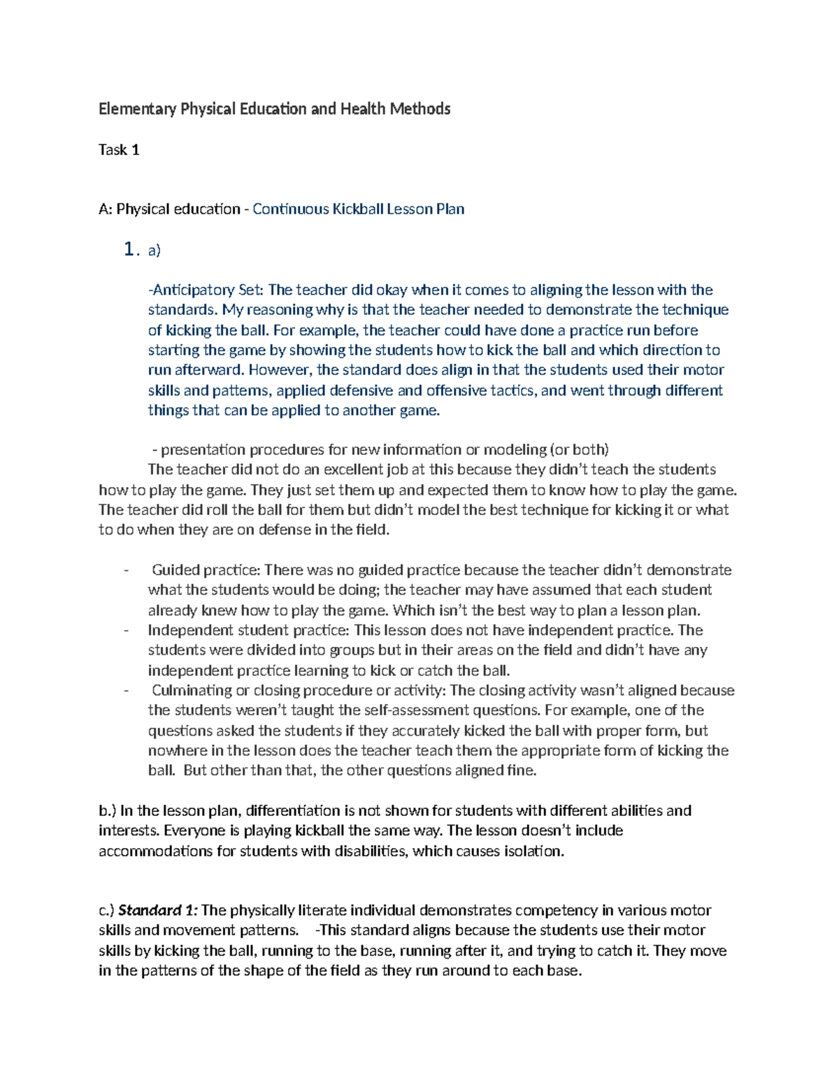 Elementary Physical Education and Health Methods Part 1 revise 3 ...