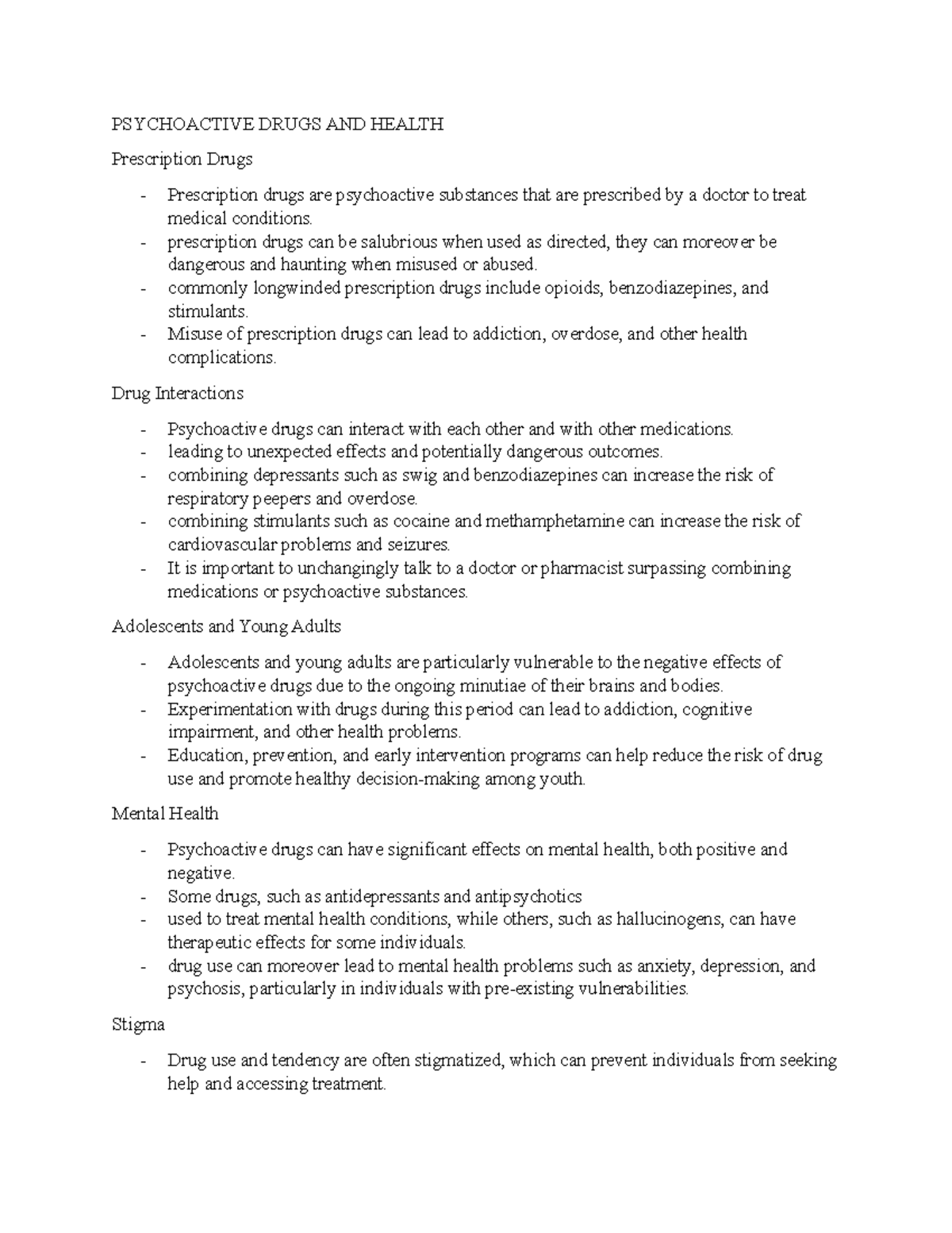 Psychoactive Drugs AND Health Notes 2 - PSYCHOACTIVE DRUGS AND HEALTH ...