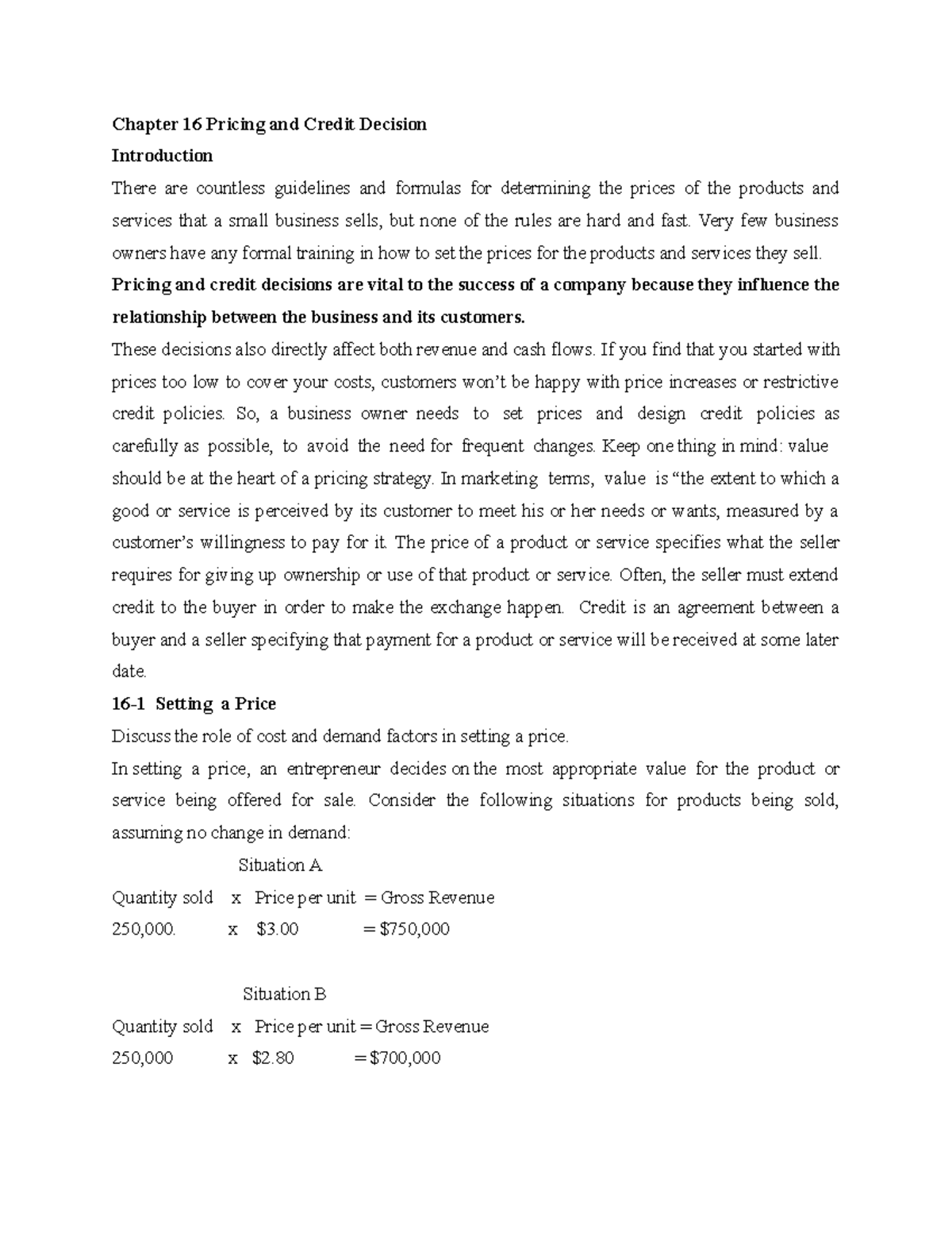 16.1 Setting a price - mmmmmmmmmmmmmmmmmm - Chapter 16 Pricing and ...