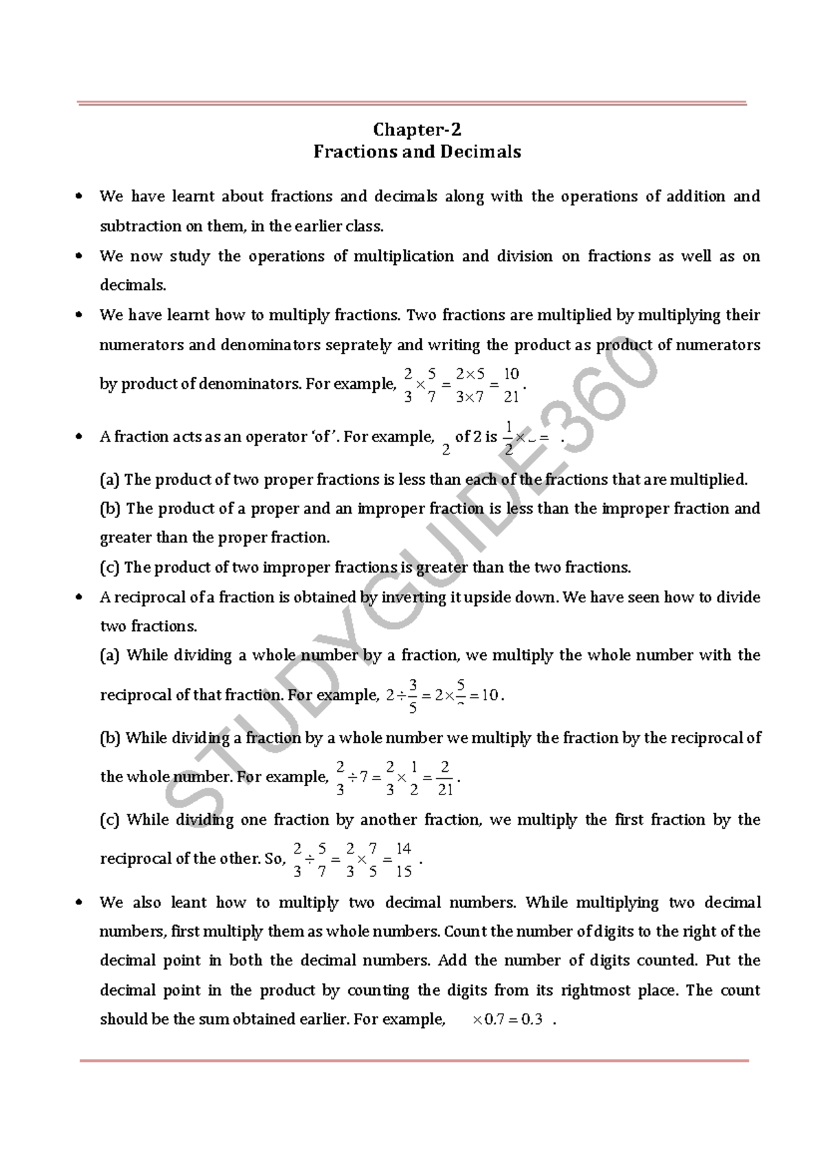 07 maths key notes ch3 fractions and decimals unlocked - Chapter ...