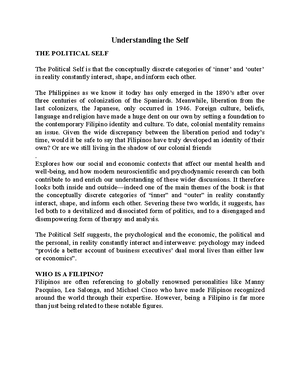 THE Political SELF - Summary - Understanding the Self THE POLITICAL ...