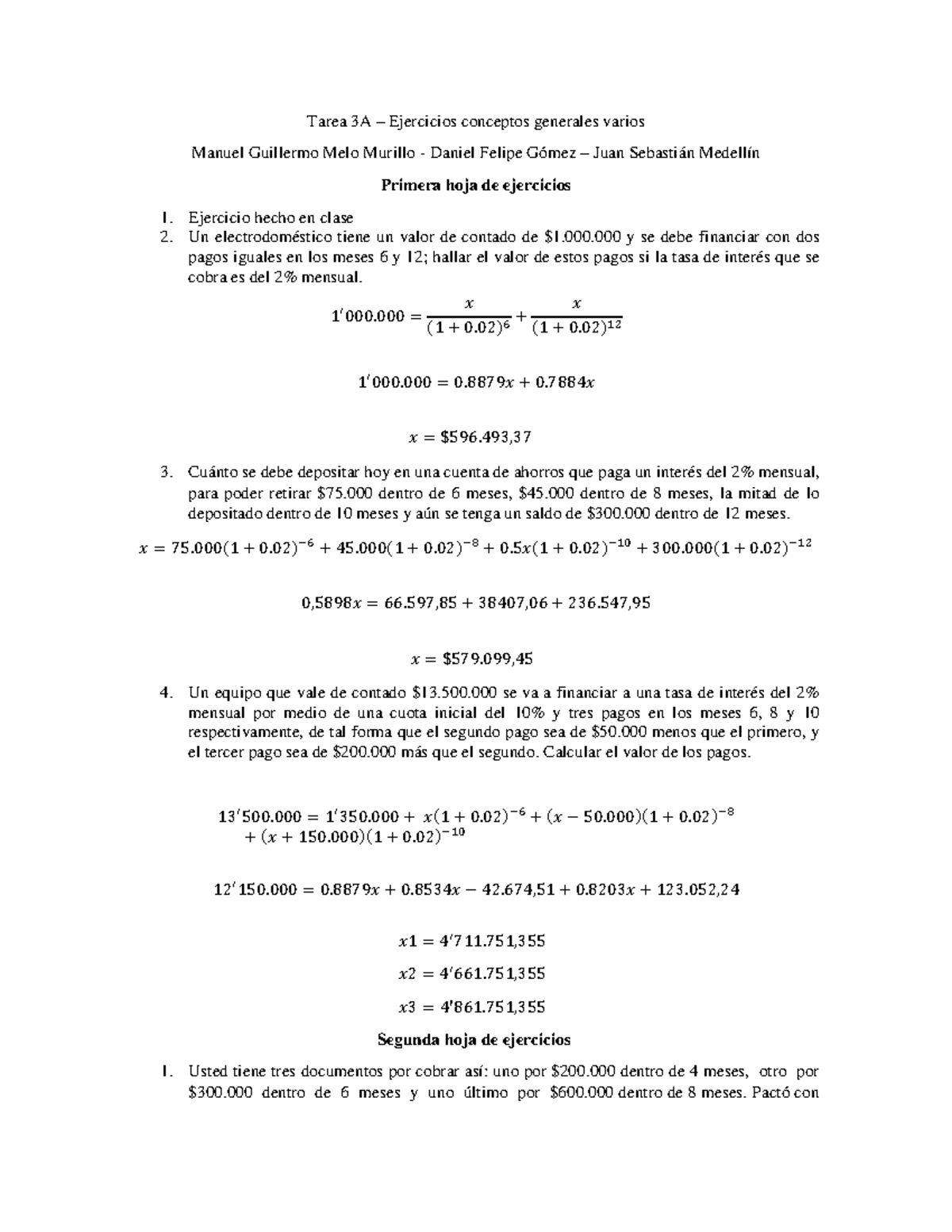 Tarea #3a - Interés compuesto - Tarea 3A – Ejercicios conceptos ...