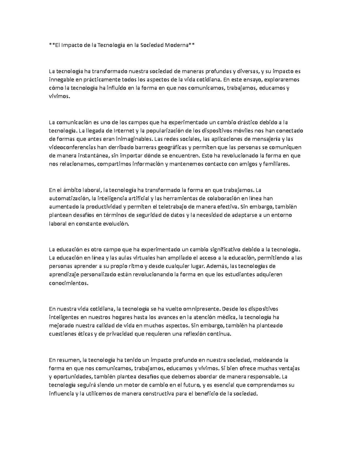 El Impacto de la Tecnología en la Sociedad Moderna - El Impacto de la ...