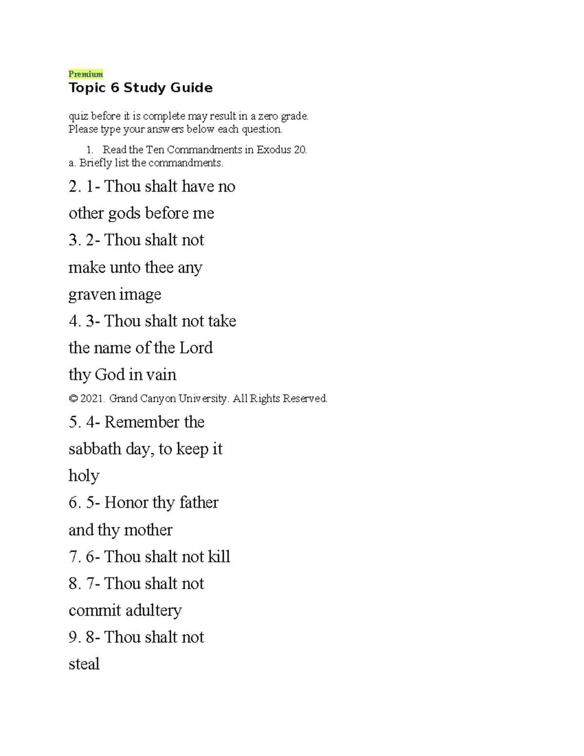 Cwv topic 6 study guide - Premium Topic 6 Study Guide quiz before it is ...