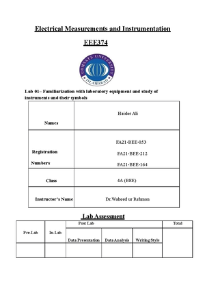 DLD Lab 4 - lab 4 adder subtractor for n bit - Digital Logic Design EEE Lab # 04 Name Syed ...
