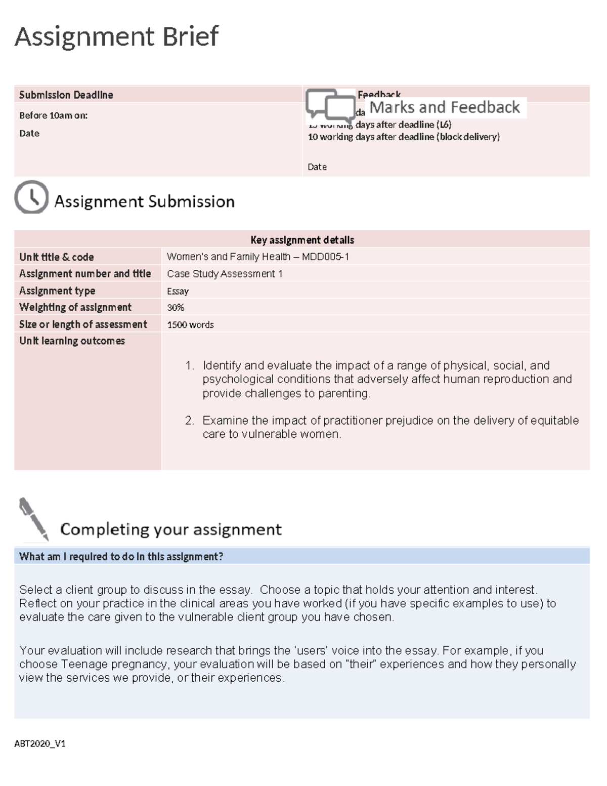Assignment Brief 1 Case Study (1) - Tagged - Assignment Brief Submission Deadline Marks and ...