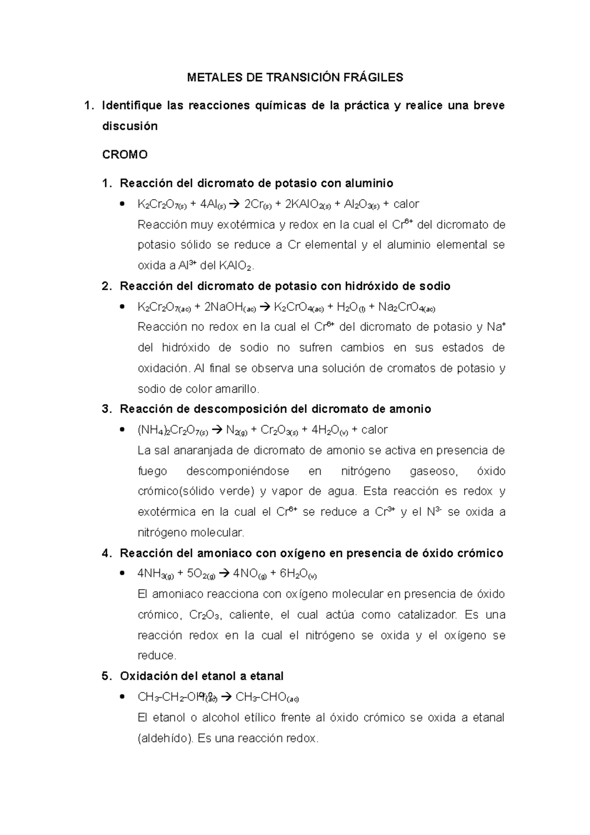 practica semana Metales DE Transición quimica - METALES DE TRANSICIÓN ...