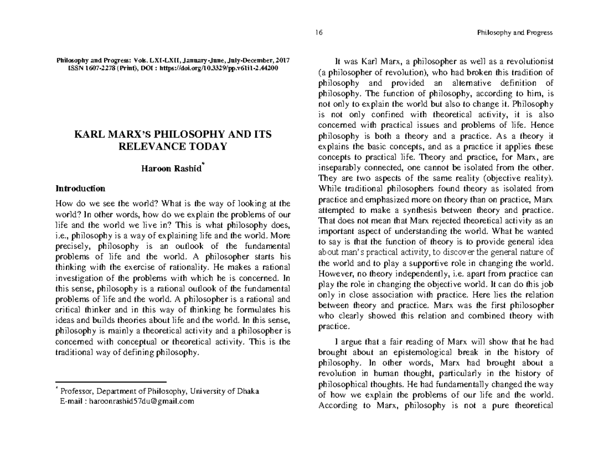 Karl marx and present day implications in society - Philosophy and ...