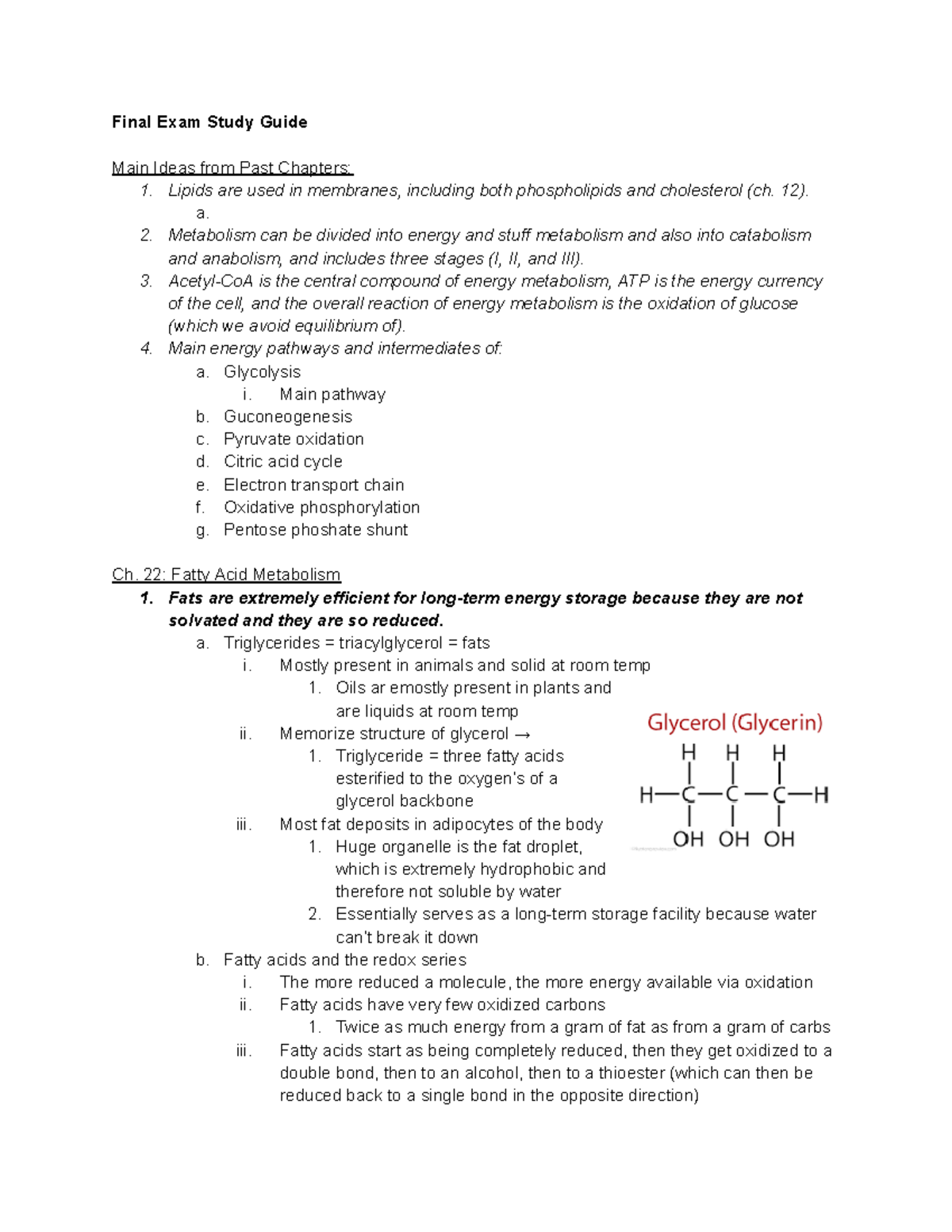 Final Exam Study Guide - Final Exam Study Guide Main Ideas from Past ...