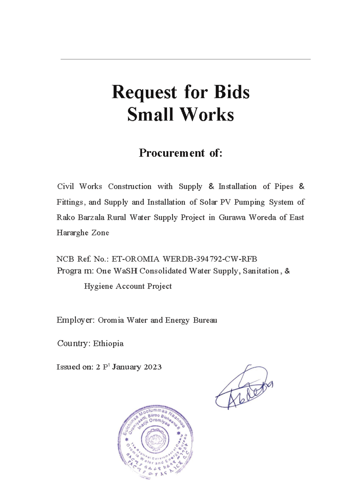 RFB Rako Barzala - study mates - Request for Bids Small Works ...